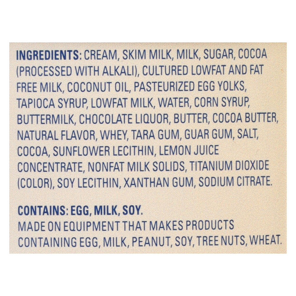 Tillamook Ice Cream, Udderly Chocolate-Ingredients