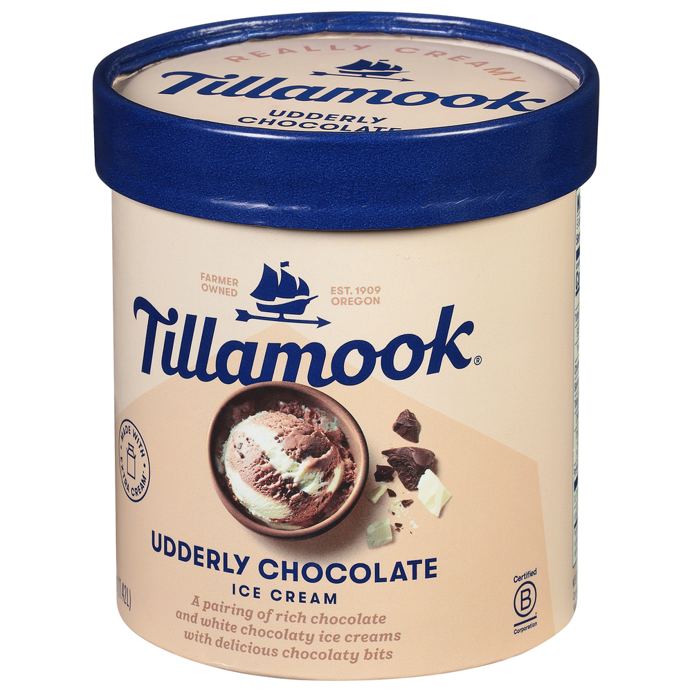Tillamook Ice Cream, Udderly Chocolate-Front-Right-Elevated