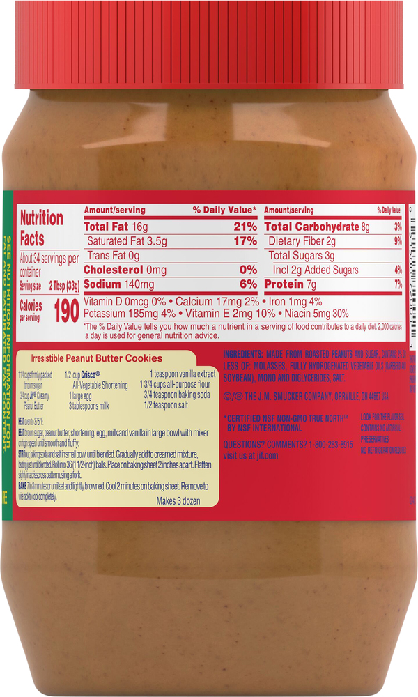Jif Peanut Butter, Creamy-Planogram-Back