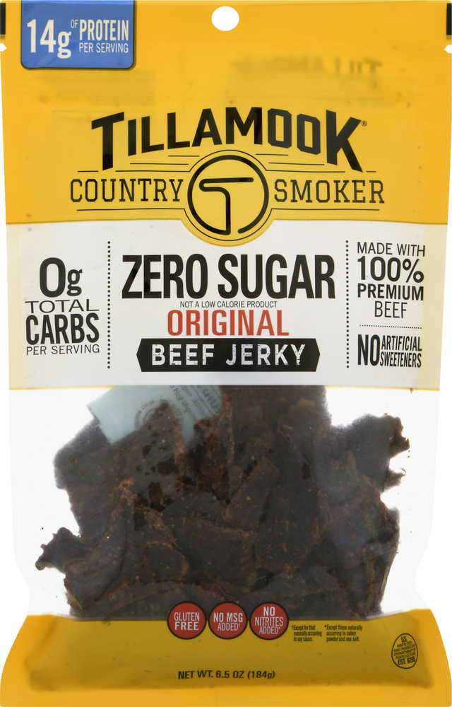 Tillamook Country Smoker Beef Jerky, Zero Sugar, Original-Main