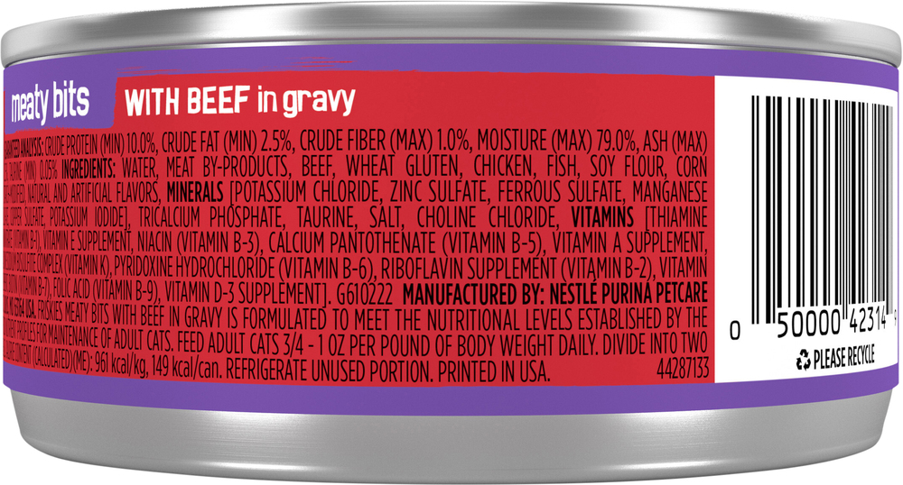 Friskies Cat Food, with Beef in Gravy, Meaty Bits, Adult-Planogram-Back