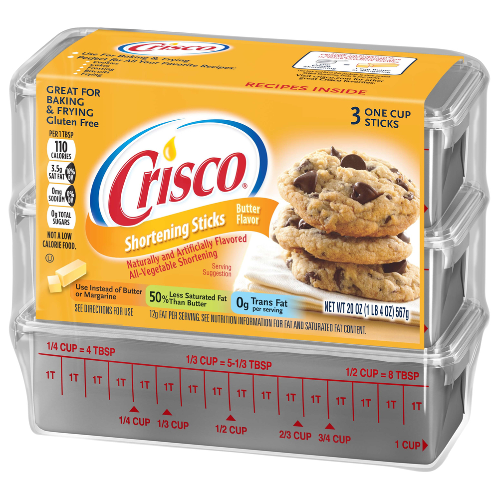 Crisco Shortening Sticks, Butter Flavor-Front-Right-Elevated