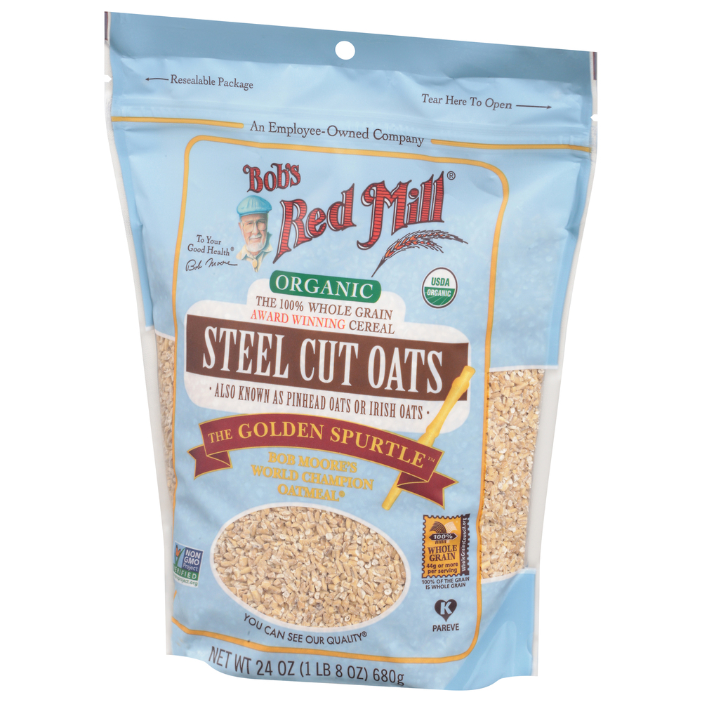 Bob's Red Mill Oats, Steel Cut, Organic-Front-Right-Elevated