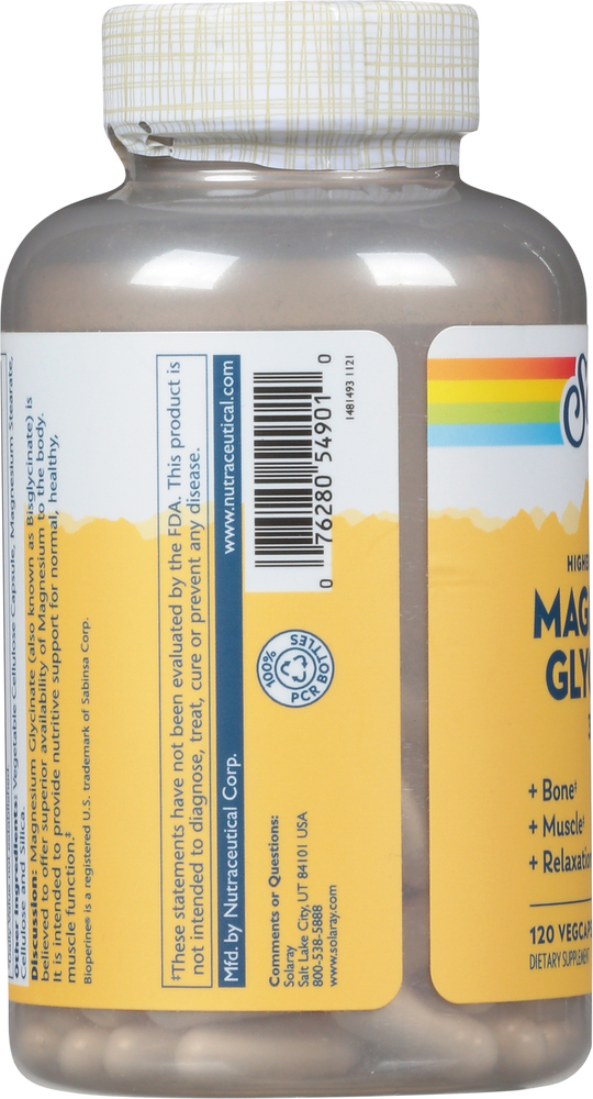 Solaray Magnesium Glycinate, 350 mg, Vegcaps-Planogram-Left