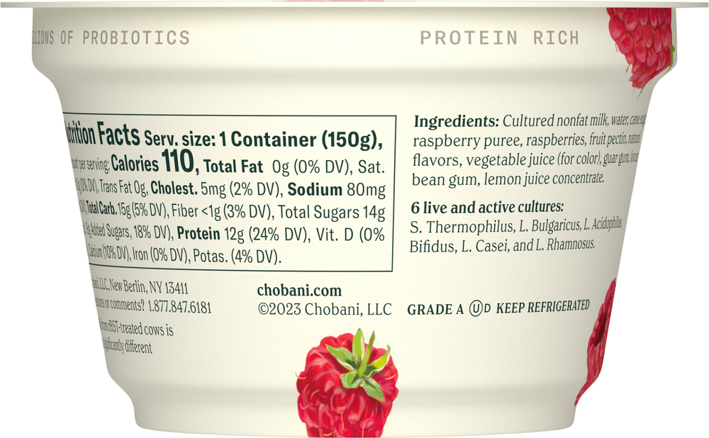 Chobani Yogurt, Greek, Raspberry on the Bottom-Planogram-Back