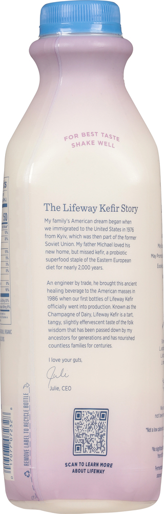 Lifeway Kefir, Organic, Plain, Unsweetened-Planogram-Back