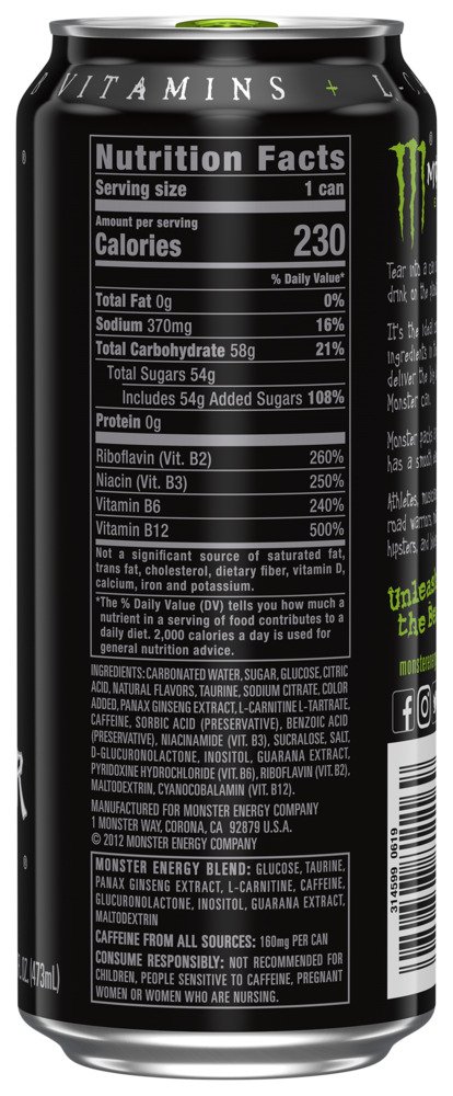 monster ingredient list