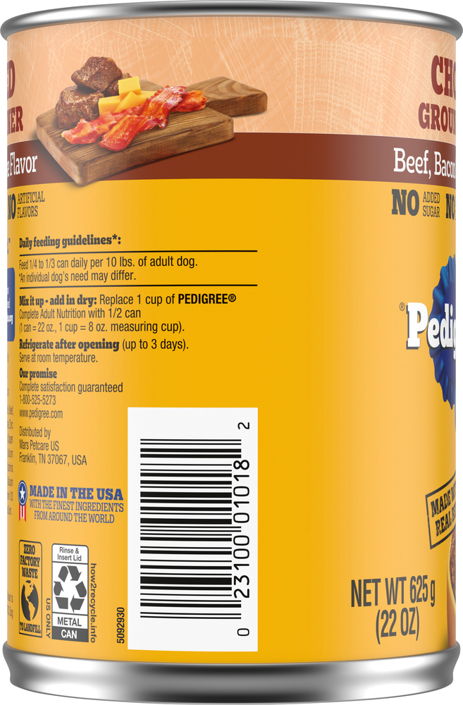 Pedigree Dog Food, Beef, Bacon & Cheese Flavor, Chopped Ground Dinner ...