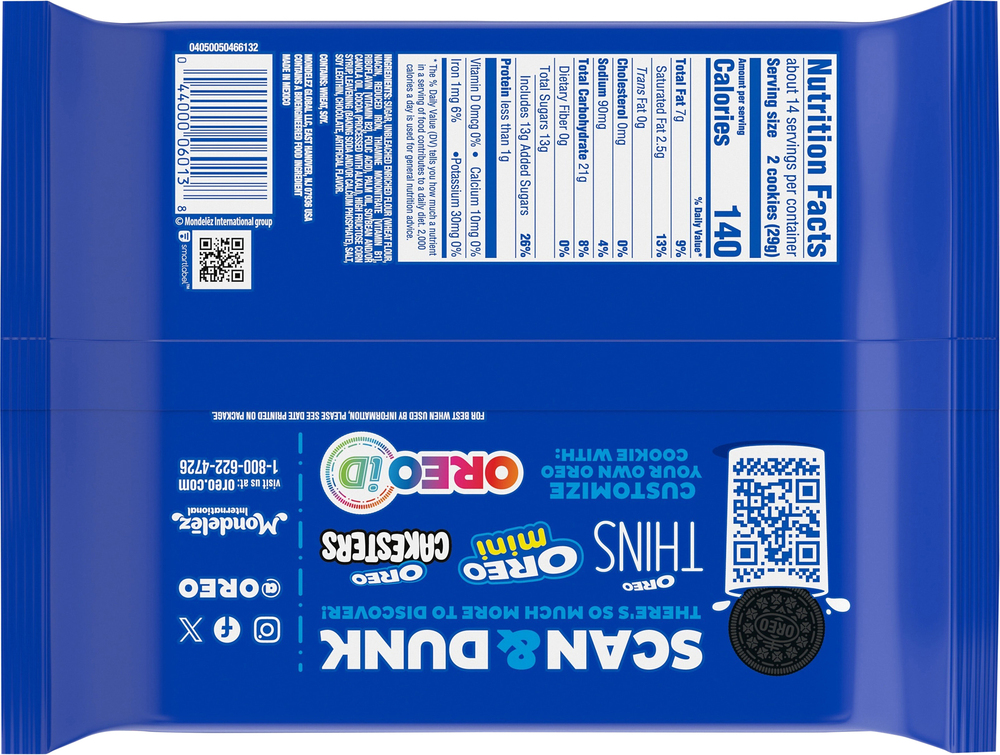 Oreo Sandwich Cookies, Chocolate, Double Stuf-Planogram-Back