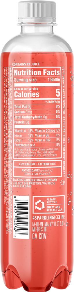 Sparkling Ice Sparkling Water, Zero Sugar, Peach Nectarine-Planogram-Back