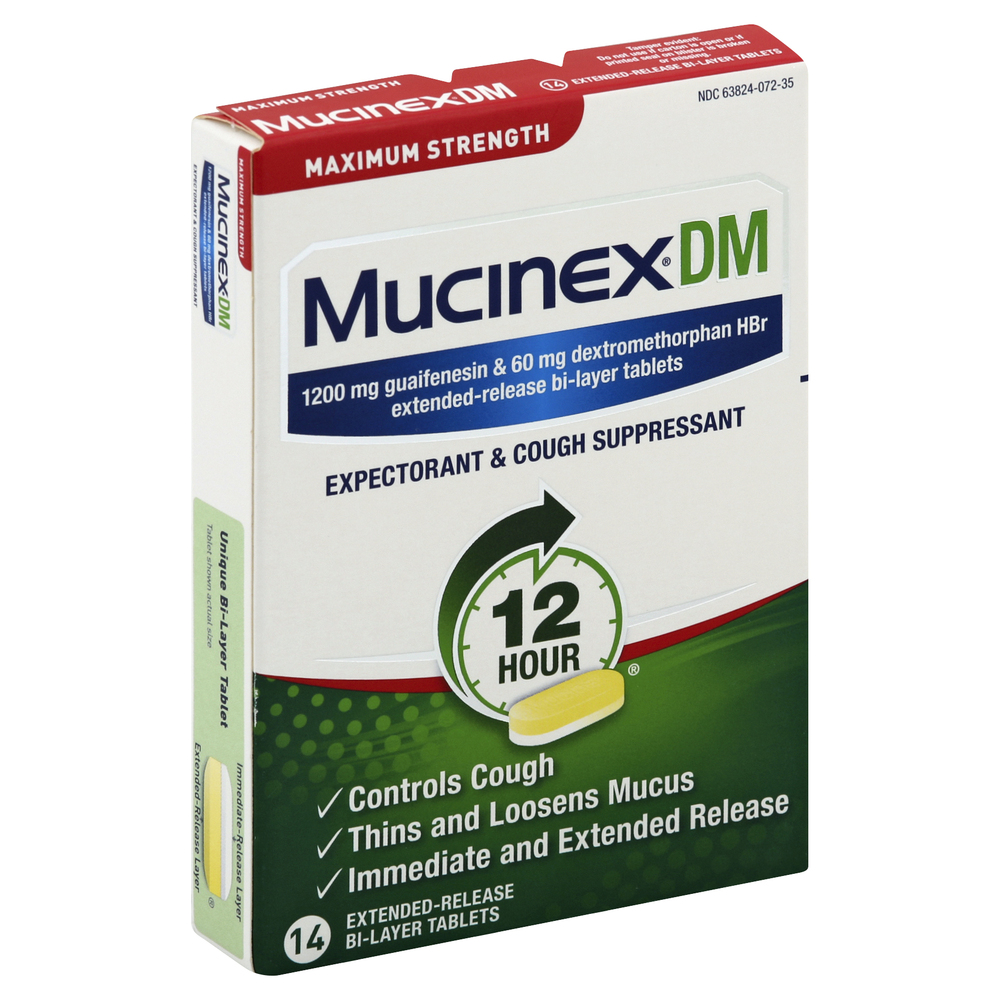 Mucinex DM Expectorant & Cough Suppressant, 12 Hour, Maximum Strength ...
