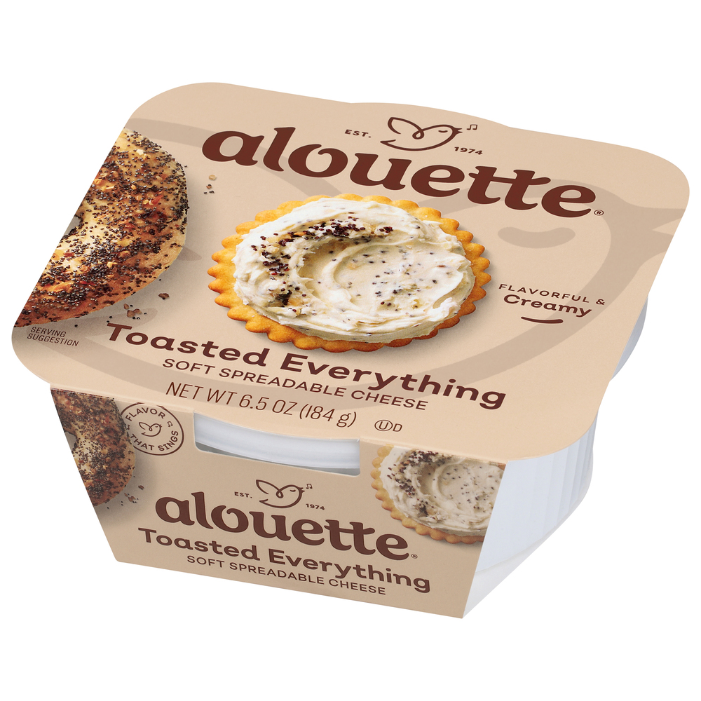 Alouette Spreadable Cheese, Soft, Toasted Everything-Front-Right-Elevated