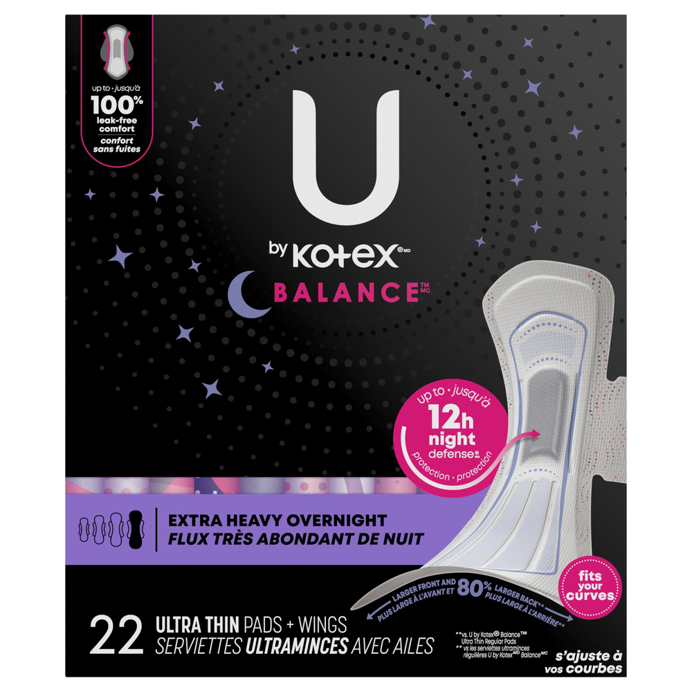 Always Kotex Overnight Pads U By Kotex Balance Extra Heavy Overnight