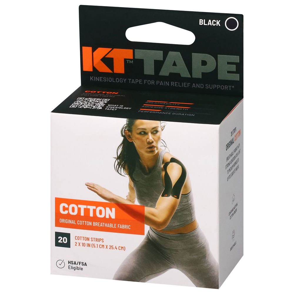 KT Tape Therapeutic Tape, Black, Original-Front-Right-Elevated