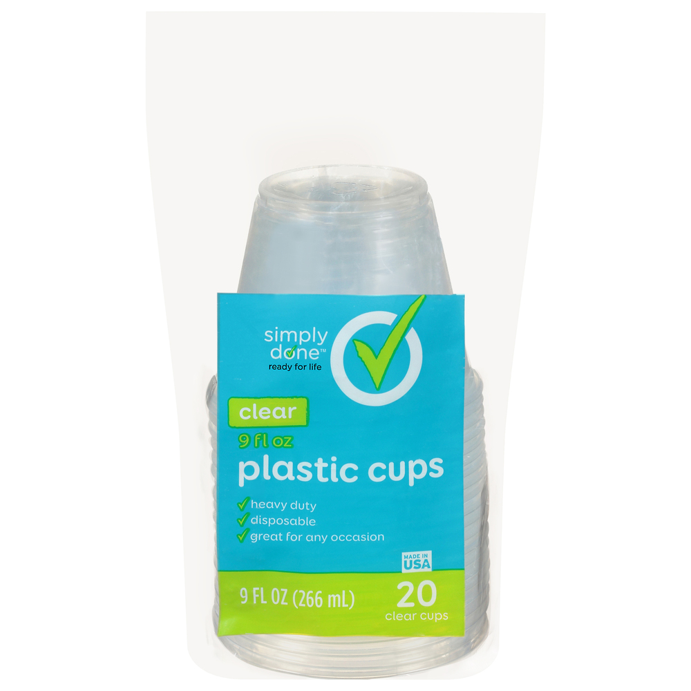 Simply Done Plastic Cups, Clear, 9 Fluid Ounce-Main