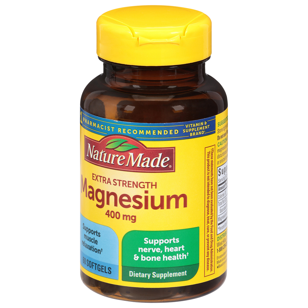 Nature Made Magnesium, Extra Strength, 400 mg, Softgels-Front-Right ...