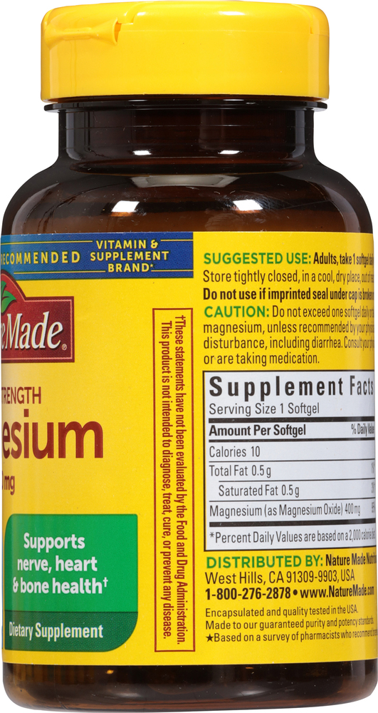Nature Made Magnesium, Extra Strength, 400 mg, Softgels-Planogram-Right