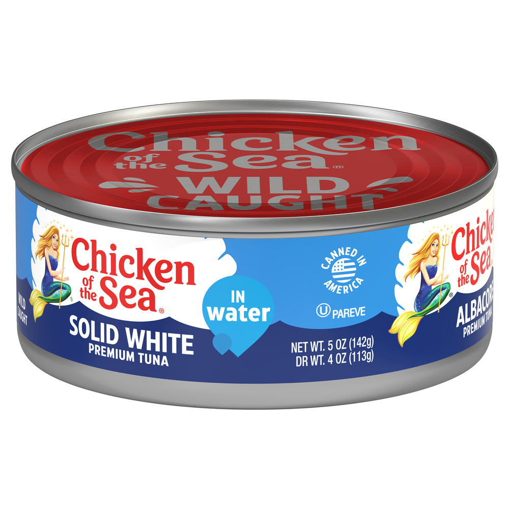 Chicken of the Sea Tuna, in Water, Premium, Albacore-Front-Right-Elevated
