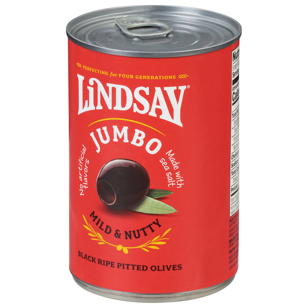 Lindsay Olives, Black Ripe Pitted, Jumbo-Front-Right-Elevated
