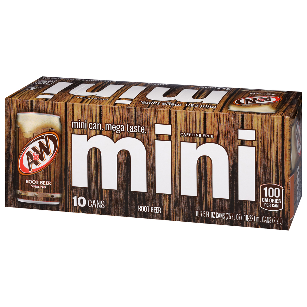A&W Root Beer, Caffeine Free, Mini-Front-Right-Elevated
