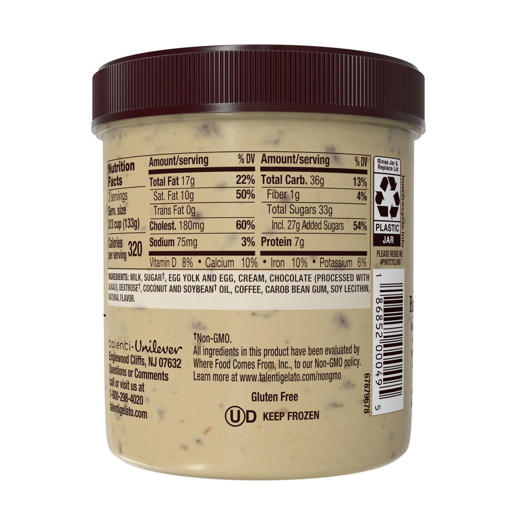 Talenti Gelato, Coffee Chocolate Chip-Back