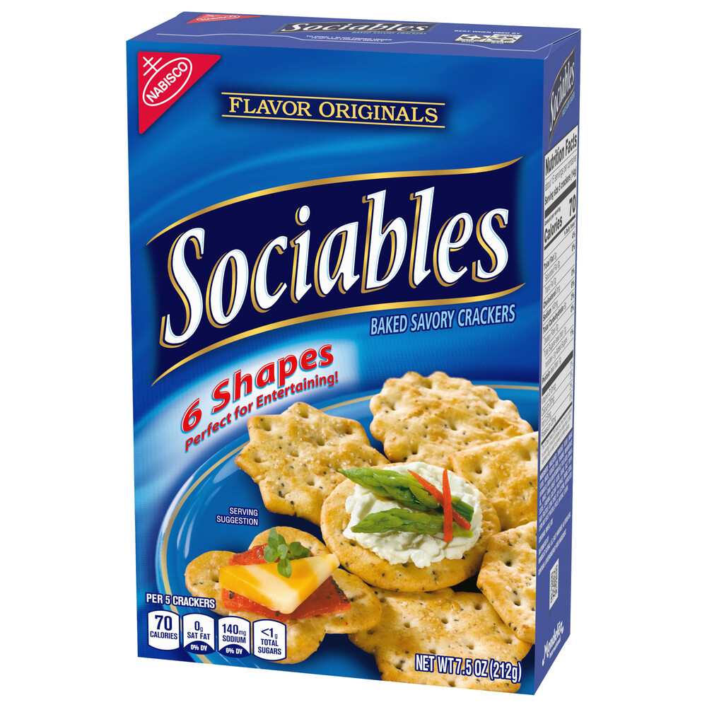 Nabisco Sociables Crackers, Baked, Savory-Front-Right-Elevated