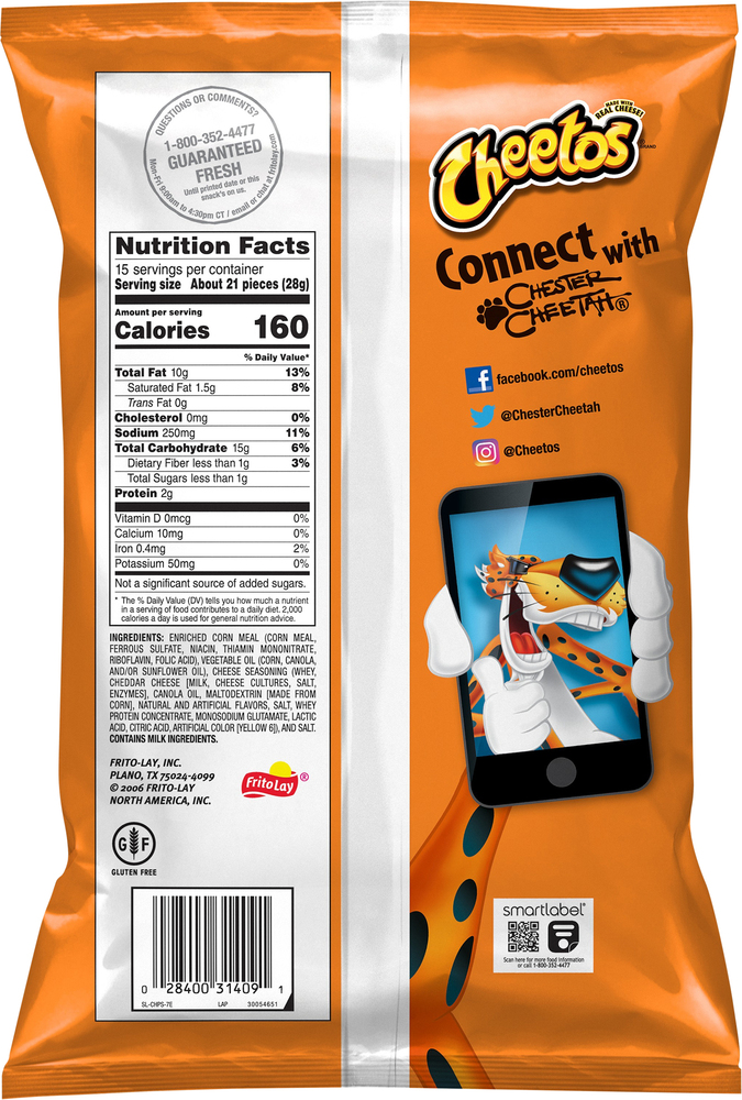 Cheetos Cheese Flavored Snacks, Crunchy, Party Size-Planogram-Back