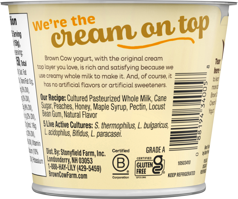 Brown Cow Whole Milk Peach Yogurt-Planogram-Back
