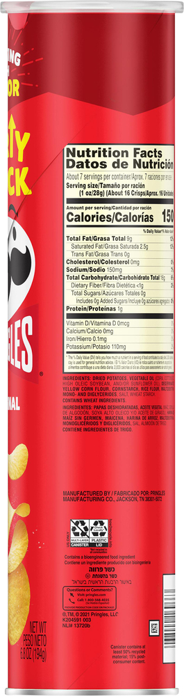 Pringles Potato Crisps, Original, Party Stack-Planogram-Right