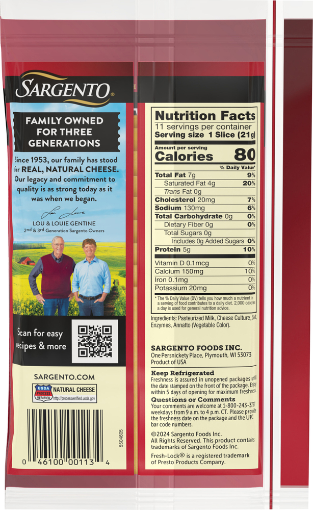 Sargento Cheese Sliced, Sharp Cheddar-Planogram-Back