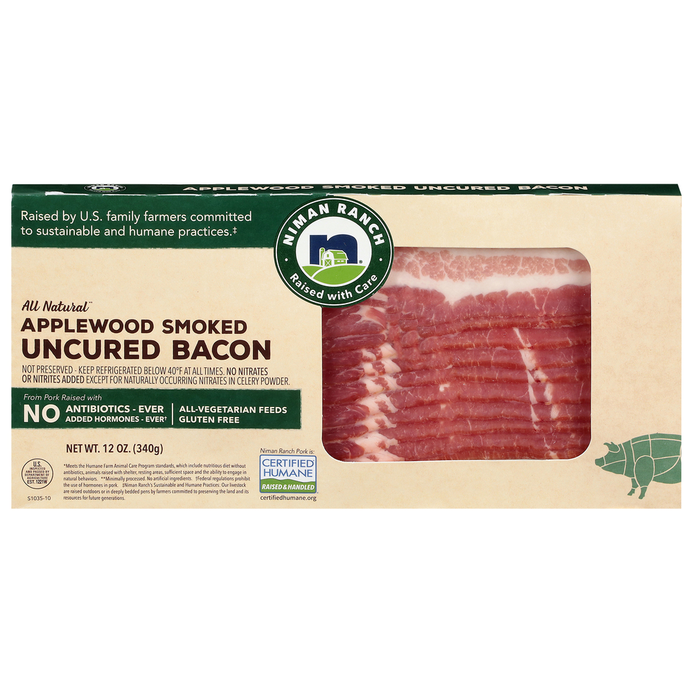 Niman Ranch Uncured Bacon, All Natural, Applewood Smoked-Main