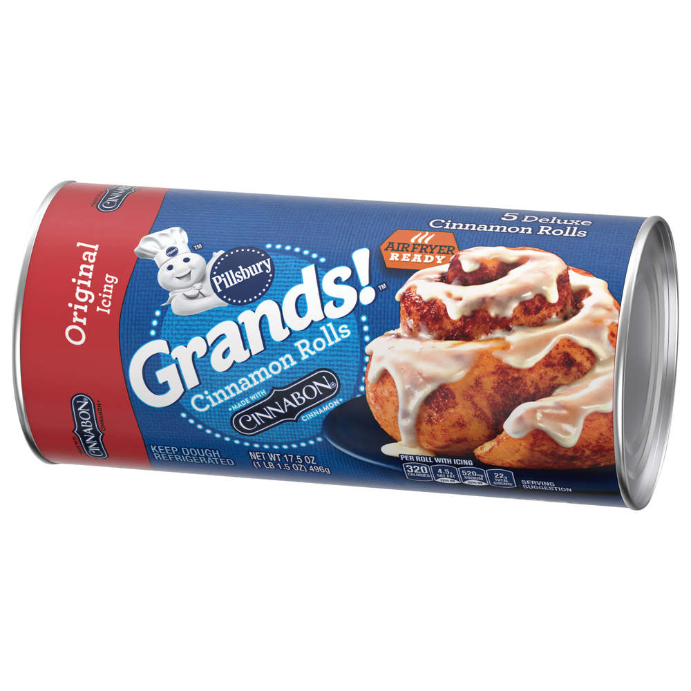 Pillsbury Grands! Cinnamon Rolls, Originial Icing-Front-Right-Elevated
