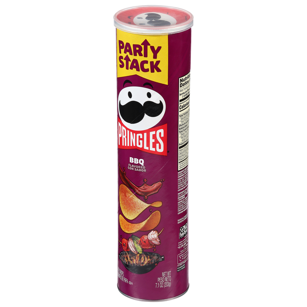 Pringles Potato Crisps, BBQ Flavored, Party Stack-Front-Right-Elevated