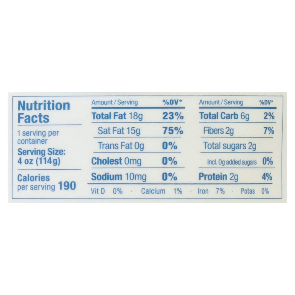 Cocojune Cultured Coconut, Organic, Pure Coconut-Nutrition-Facts