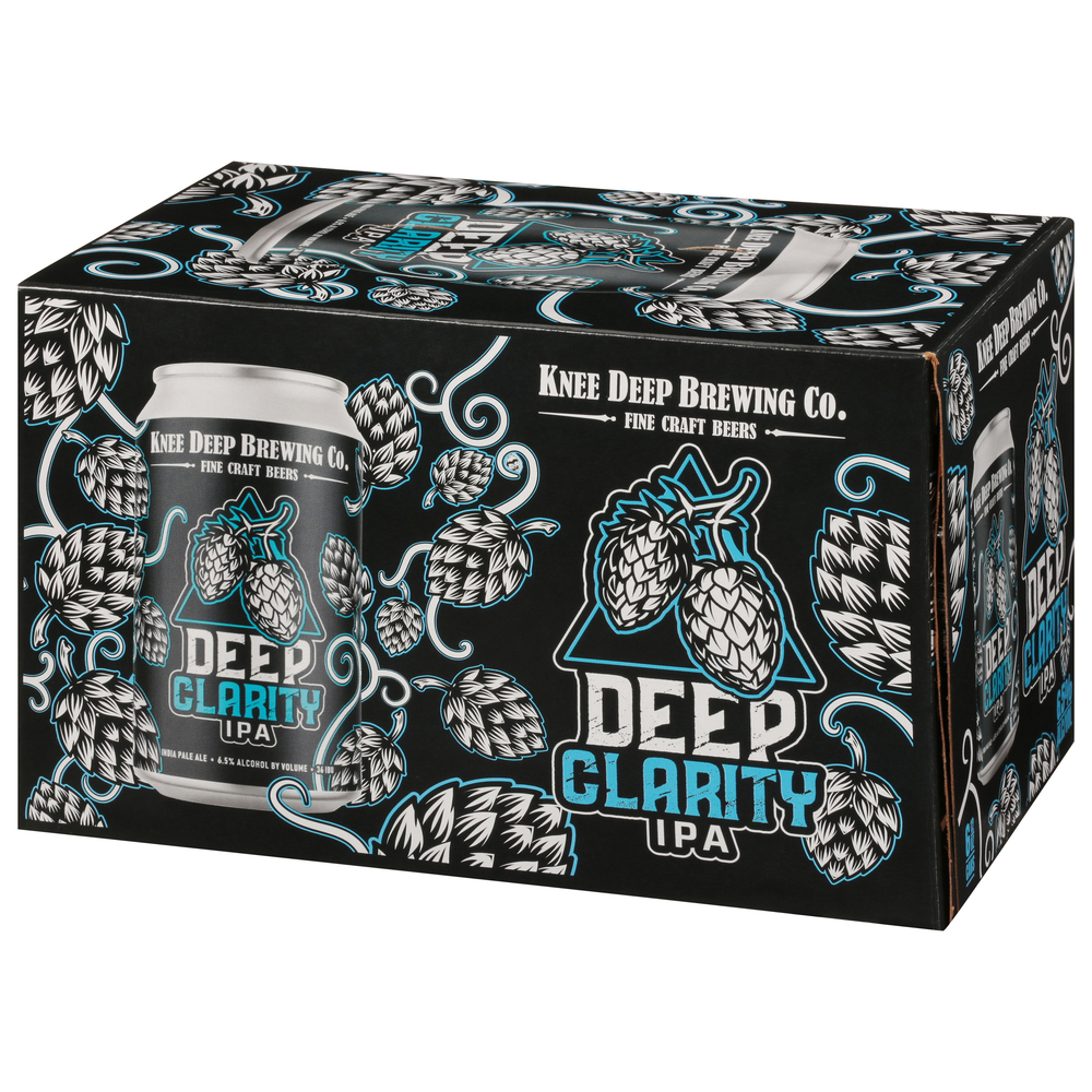 Knee Deep Brewing Co. Beer, Deep Clarity IPA-Front-Right-Elevated