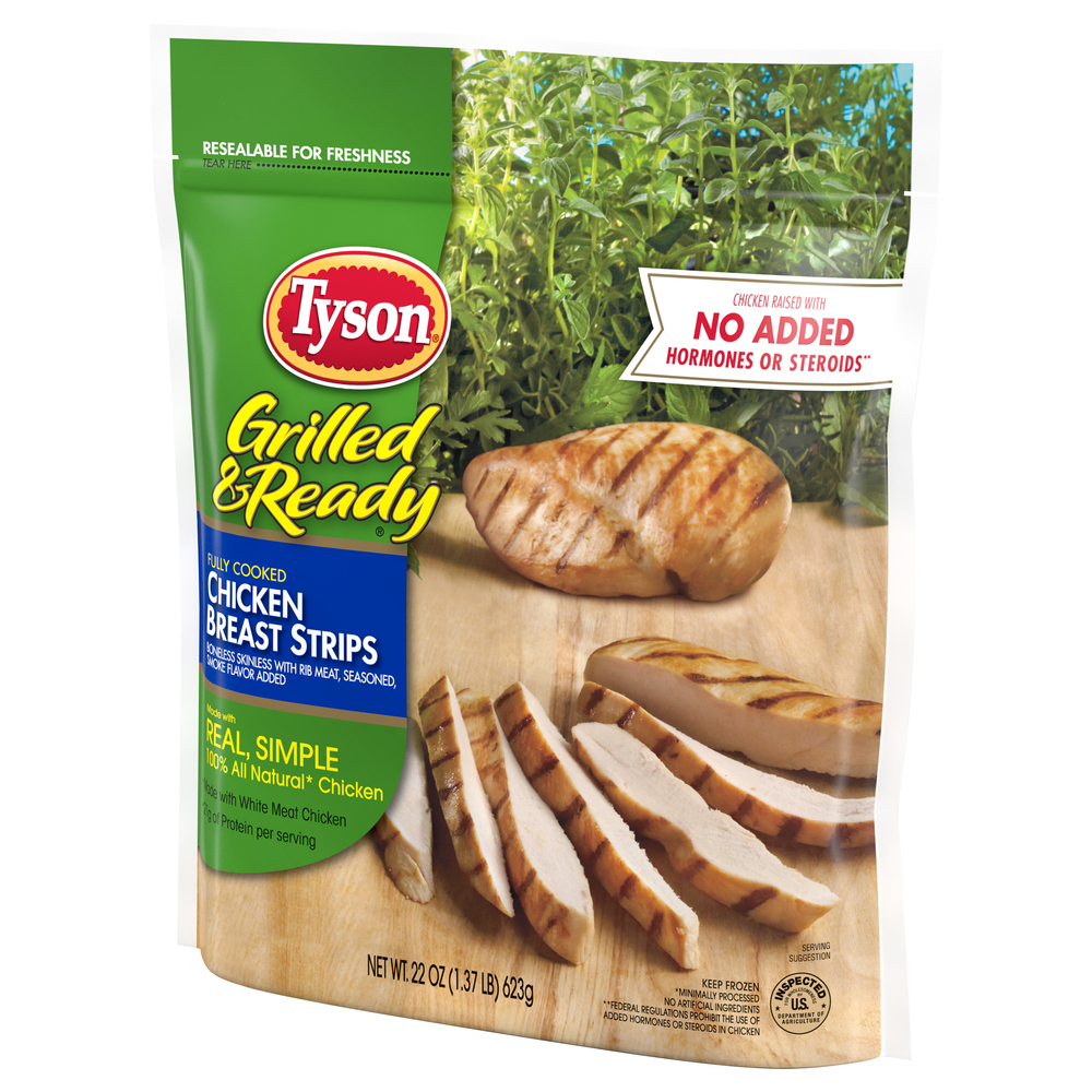 Tyson Grilled And Ready Chicken Breast Strips-Front-Right-Elevated