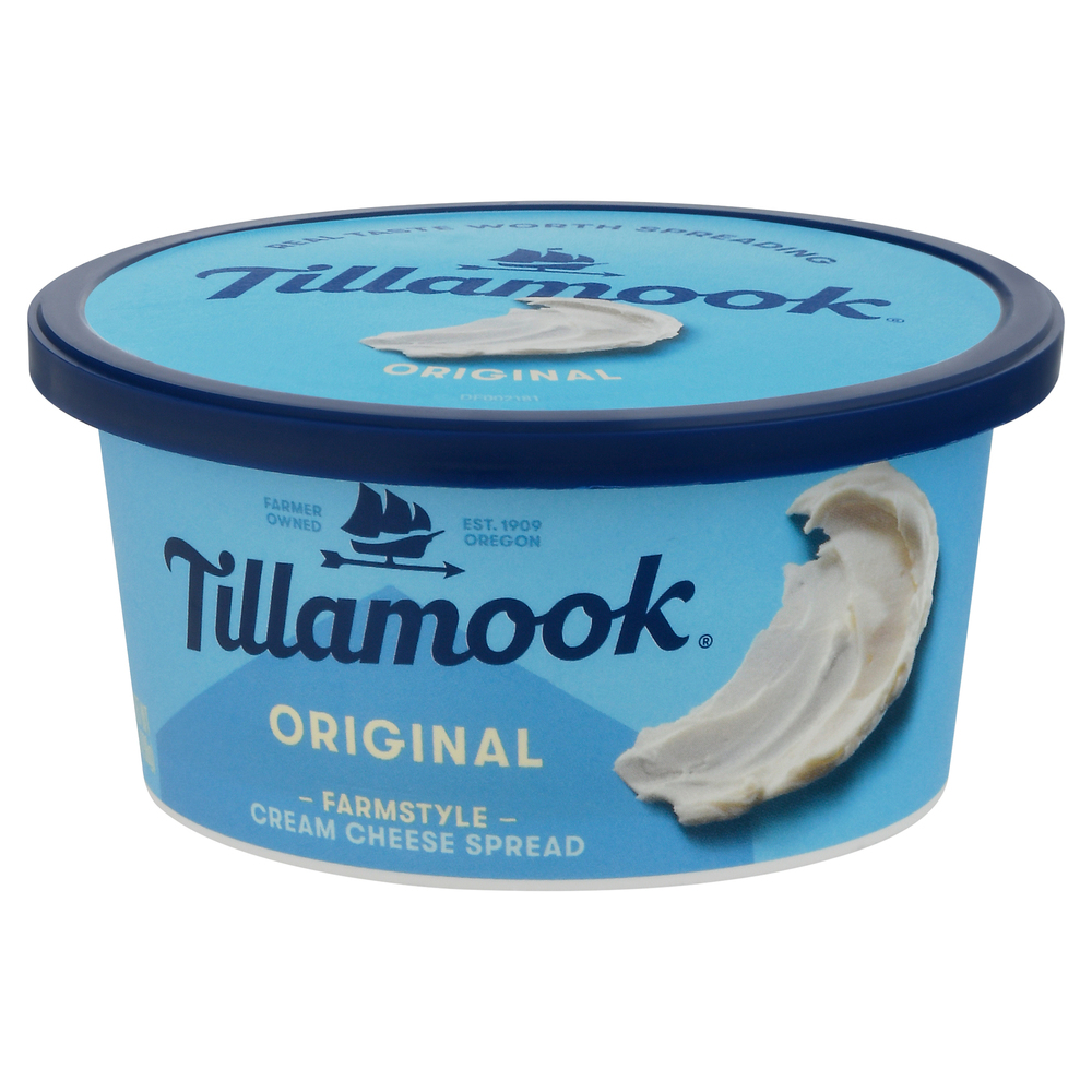 Tillamook Cream Cheese Spread, Original, Farmstyle-Front-Right-Elevated