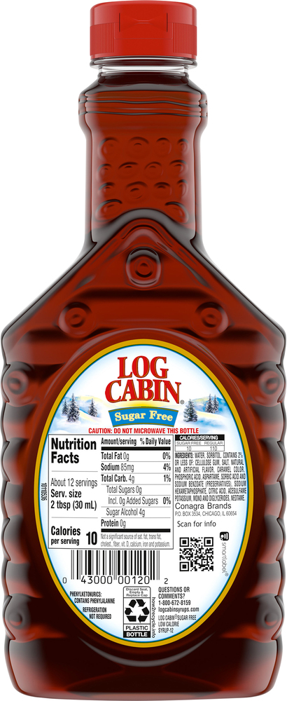 Log Cabin Syrup, Sugar Free-Planogram-Back