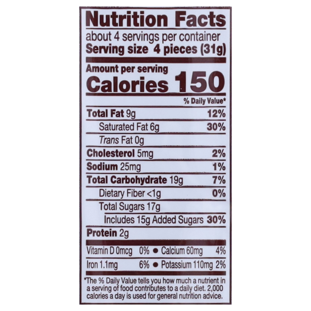 Hershey's Milk Chocolate, XL-Nutrition-Facts