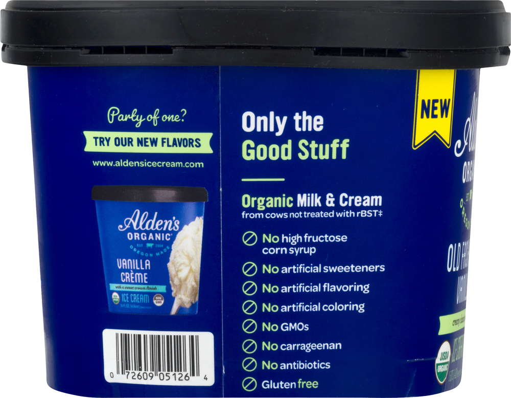 Aldens Organic Ice Cream, Old Fashioned Vanilla-Planogram-Left
