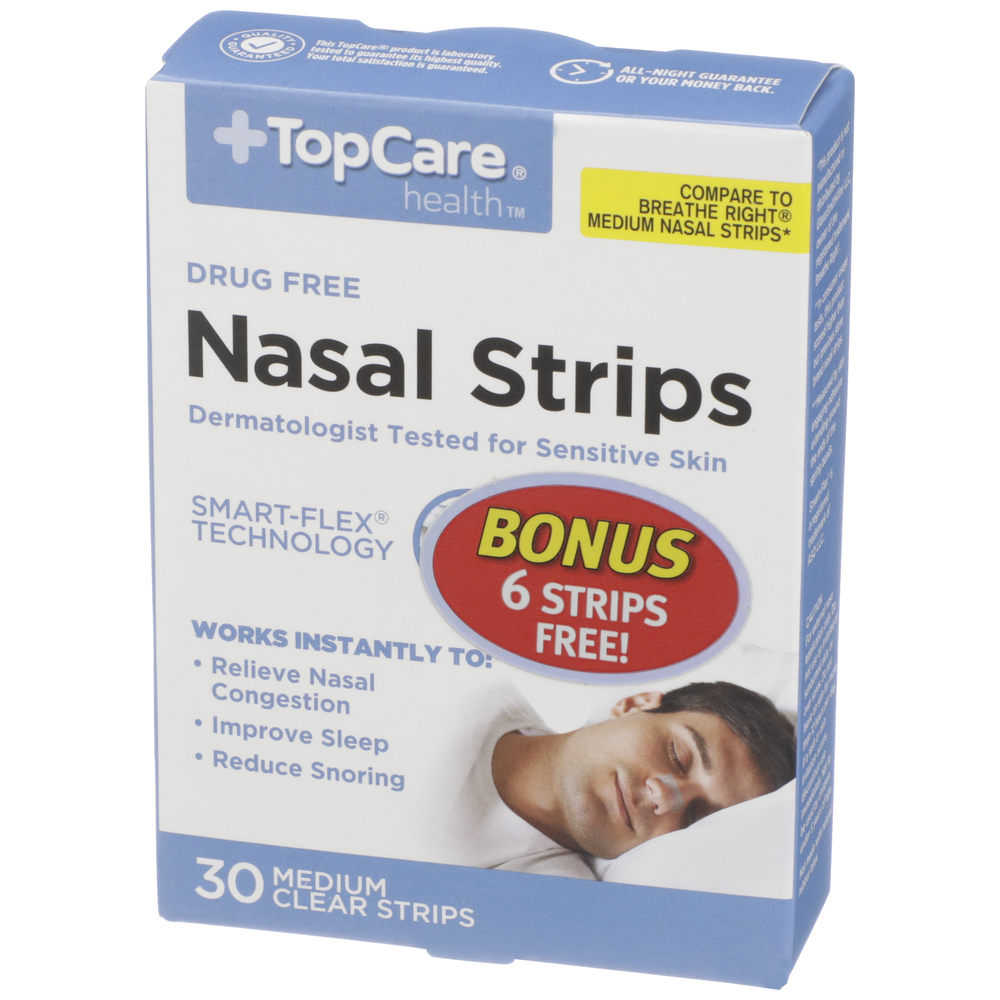 TopCare HEALTH Medium Nasal Strips, Clear-Front-Right-Elevated