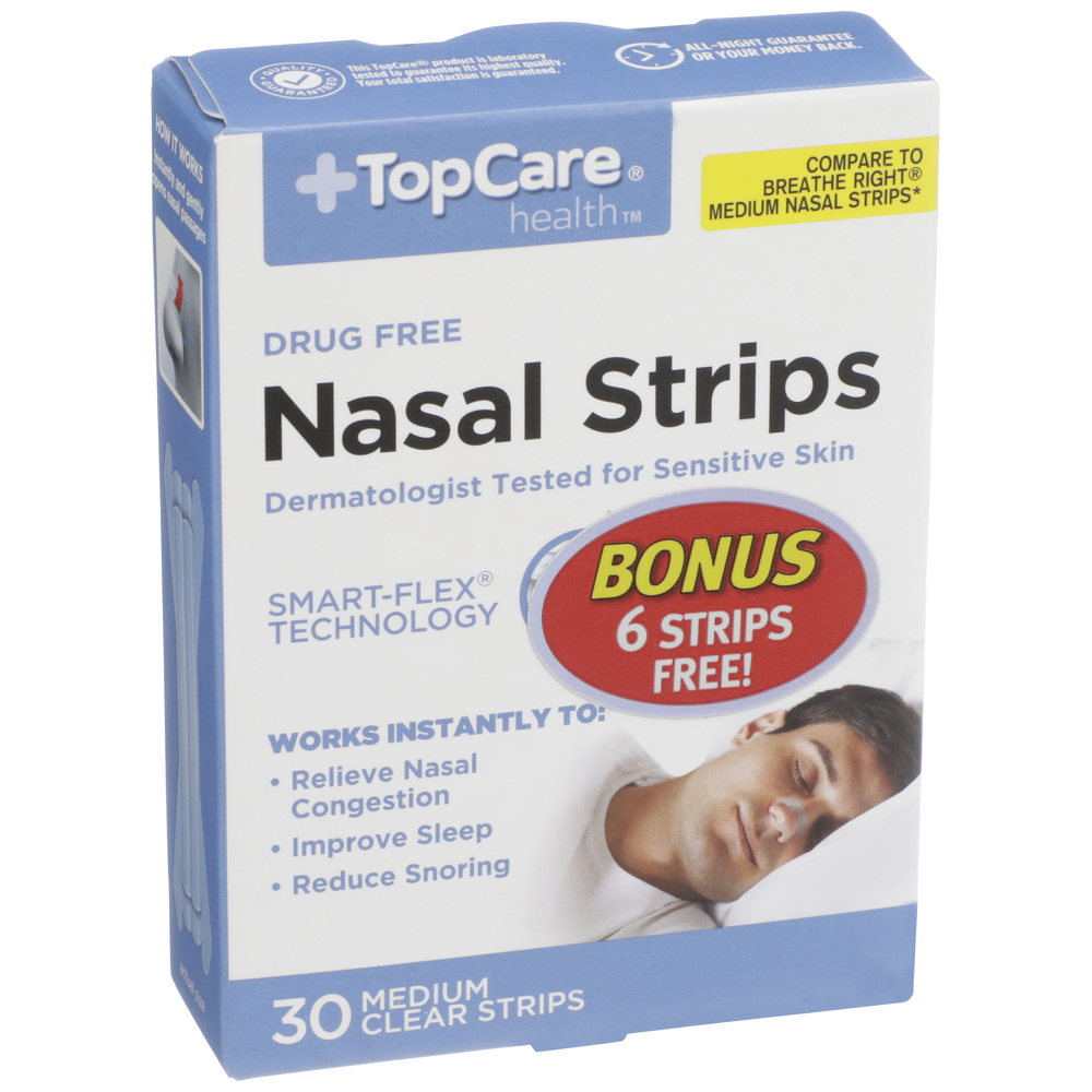 TopCare HEALTH Medium Nasal Strips, Clear-Main