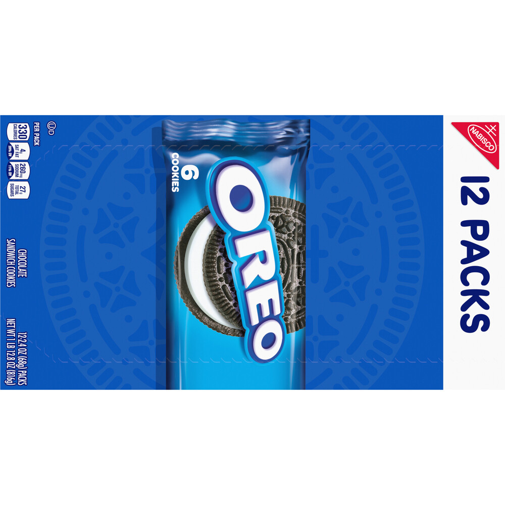 OREO Chocolate Sandwich Cookies, 12 Snack Packs (6 Cookies Per Pack ...