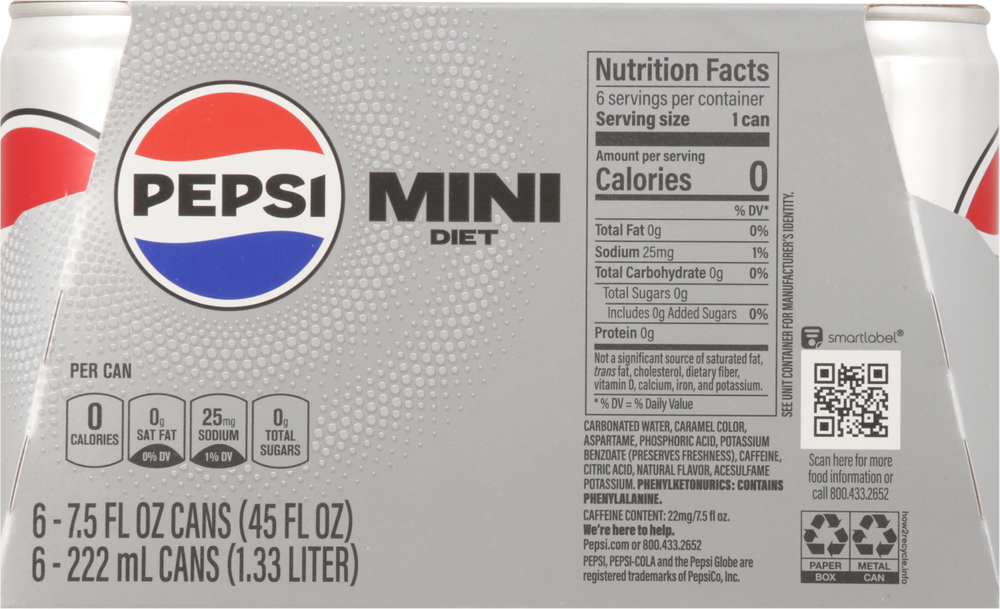 Pepsi Cola, Diet, Mini-Planogram-Back
