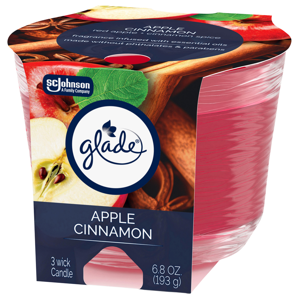 Glade Candle, 3 Wick, Welcoming, Apple Cinnamon-Front-Right-Elevated