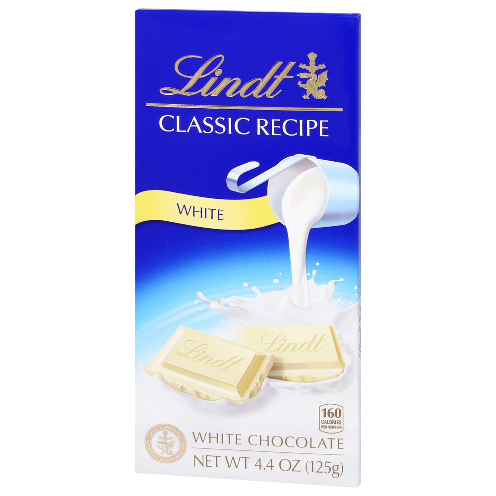 Lindt Classic Recipe White Chocolate, White-Front-Right-Elevated