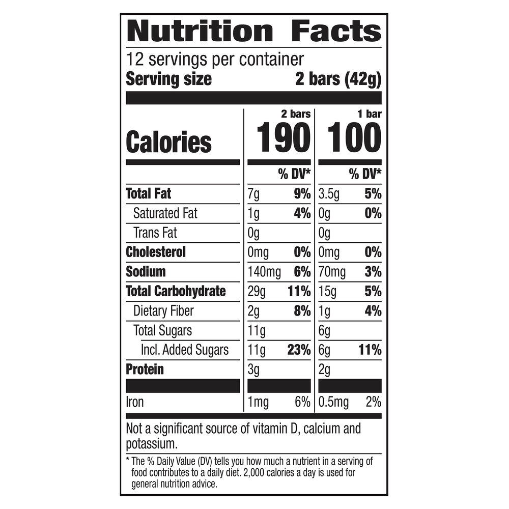 Nature Valley Granola Bars, Oats 'N Honey, Crunchy-Nutrition-Facts