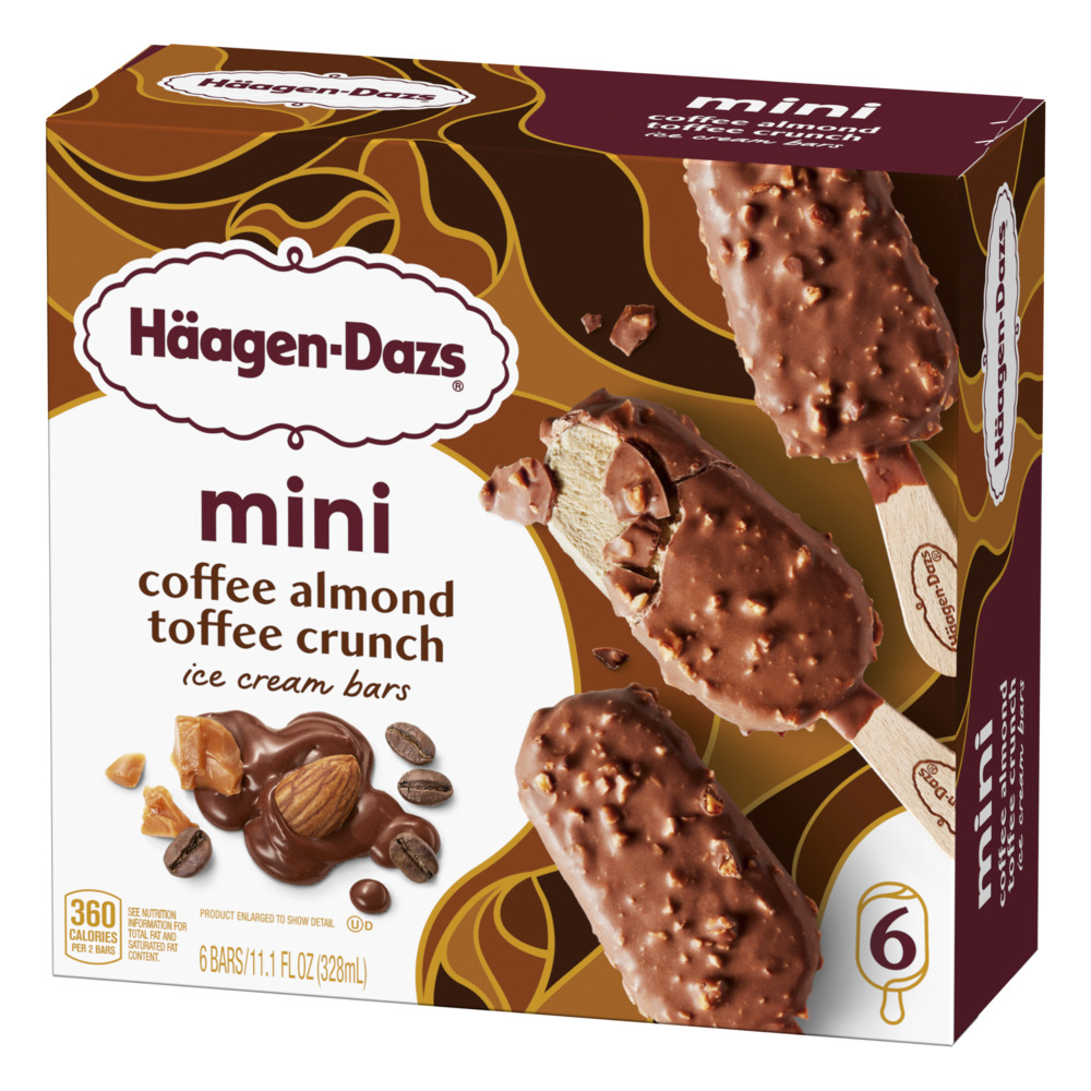 Haagen-Dazs Ice Cream Bars, Coffee Almond Toffee Crunch, Mini-Front ...