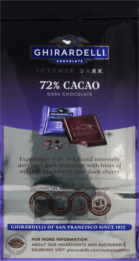 Ghirardelli Dark Chocolate, 72% Cacao-Planogram-Back