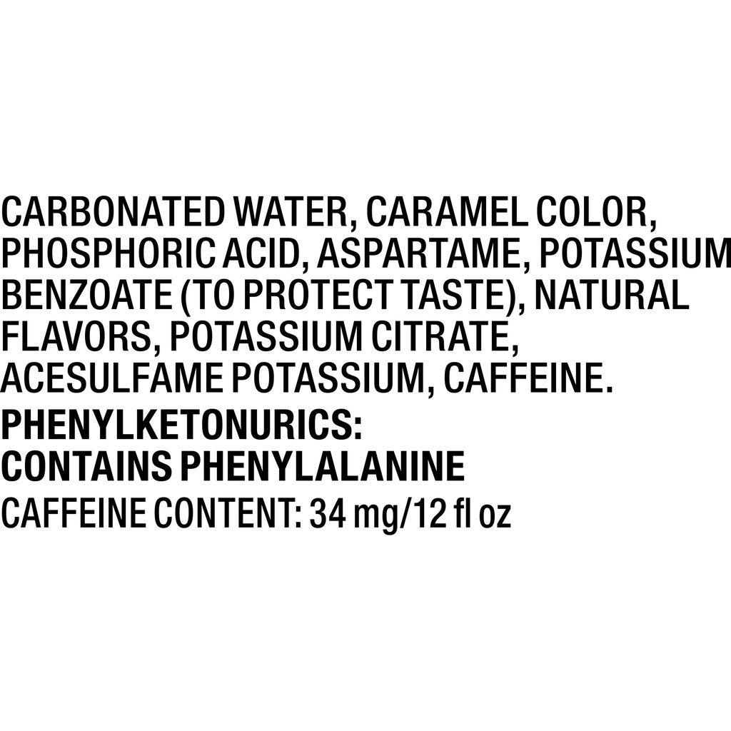 Coca-Cola Zero Sugar Diet Soda Soft Drink-Ingredients